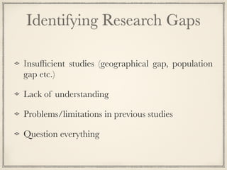 Research Gap: Situating Your Inquiry within the Study of the Topic | PDF