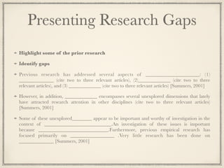 Research Gap: Situating Your Inquiry within the Study of the Topic | PDF