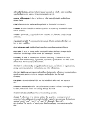 Research glossary | DOC