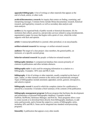 Research glossary | PDF