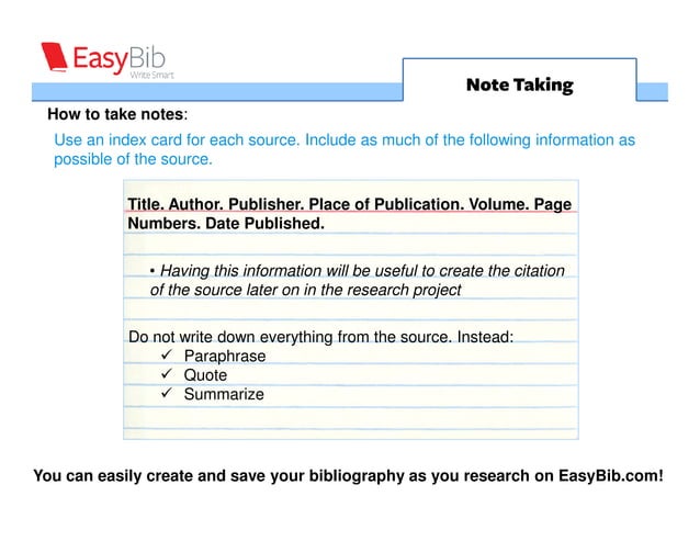 Research guide - note taking - 5 | PPT