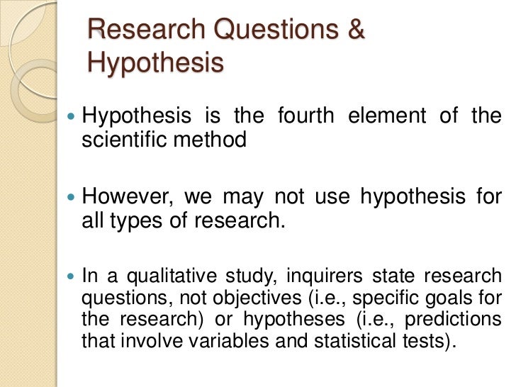 Research Questions Hypotheses Research Questions Hypotheses