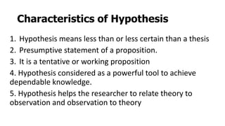 Research Hypothesis Report.pptx | Science