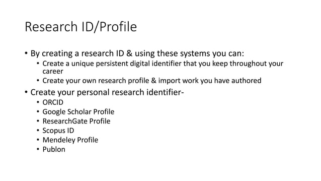 Create your Personal Research Identifier/Profile | PPSX