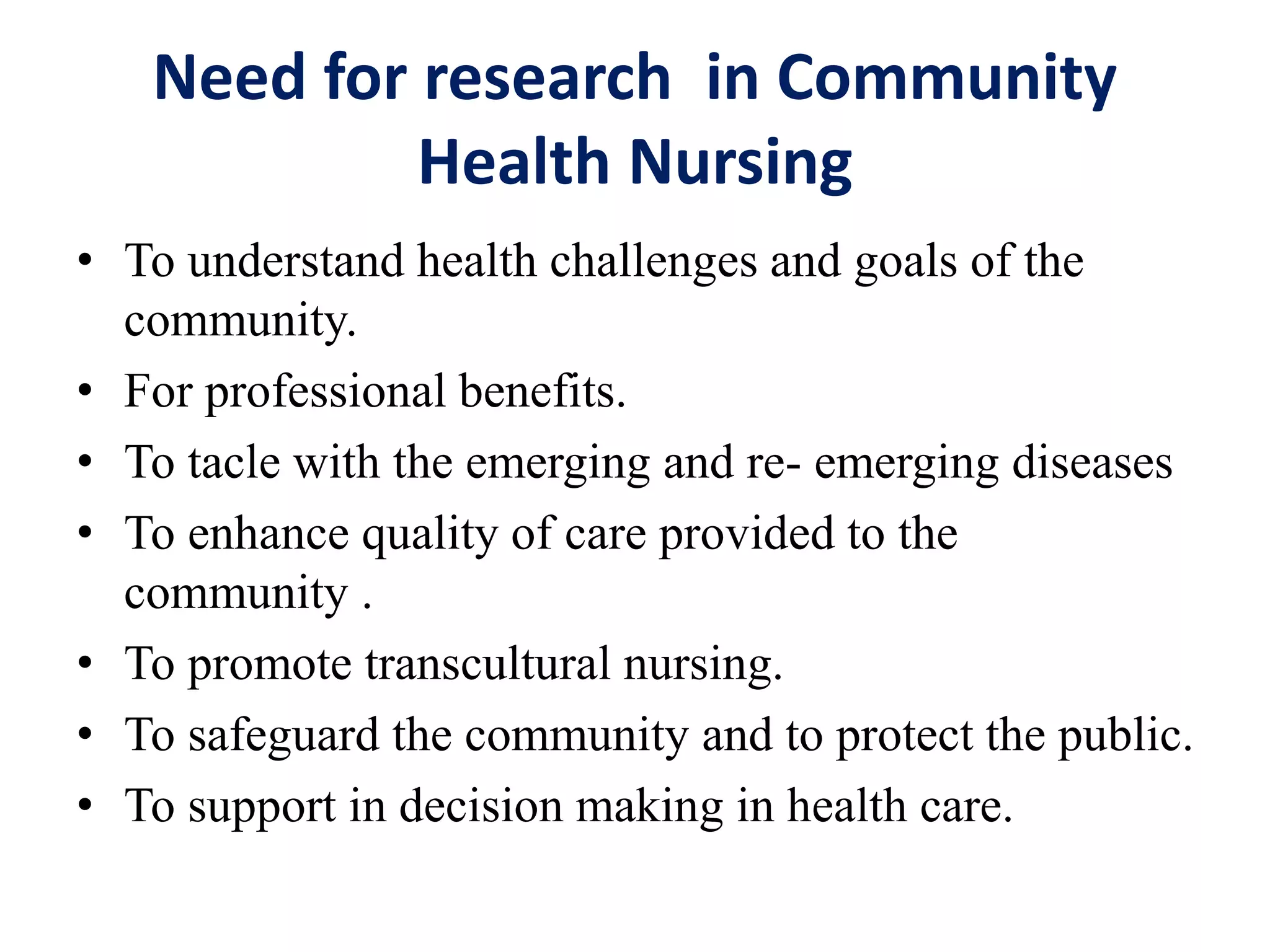 Research in Community Health Nursing | PPTX