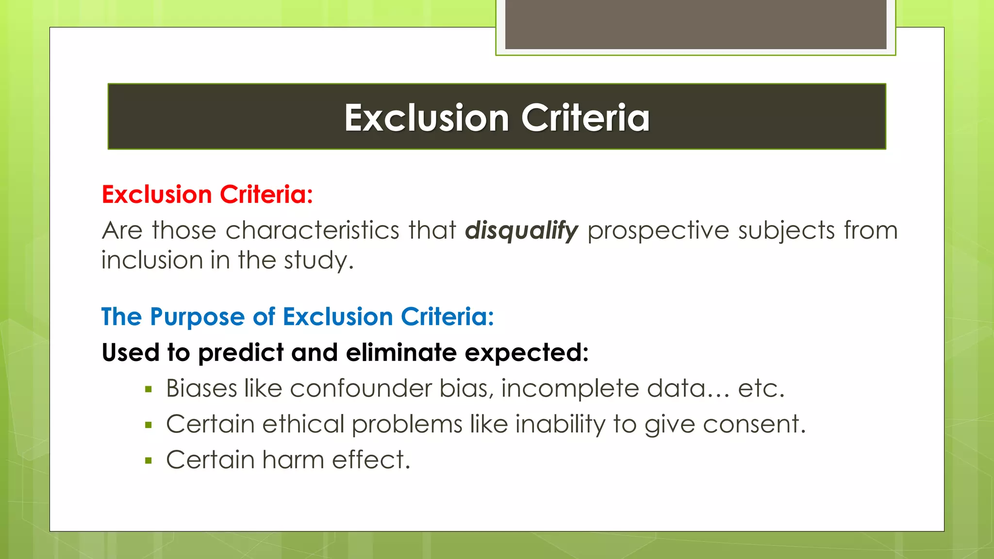 Research inclusion and exclusion criteria DrMajdi | PDF