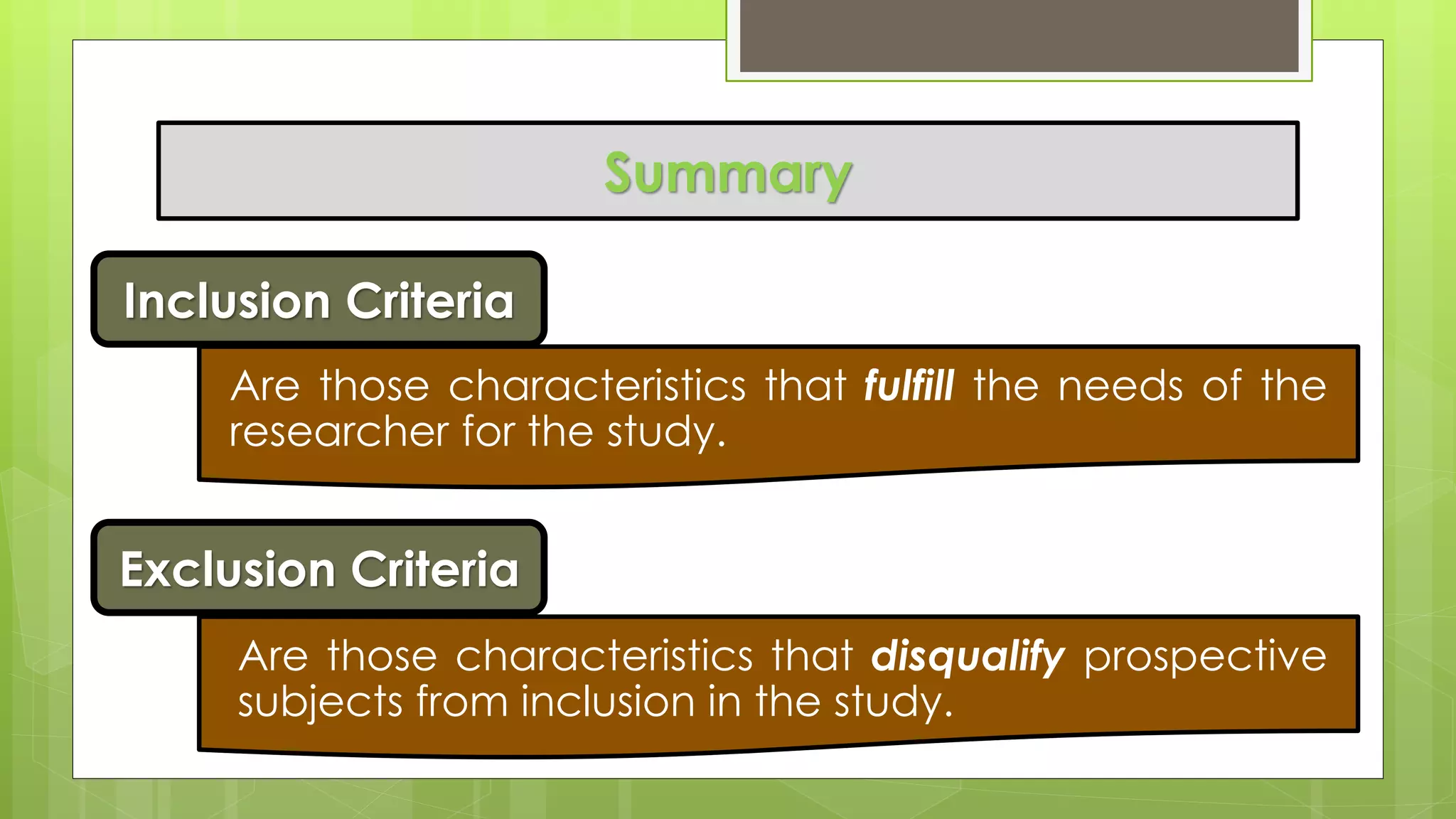 Research inclusion and exclusion criteria DrMajdi | PDF