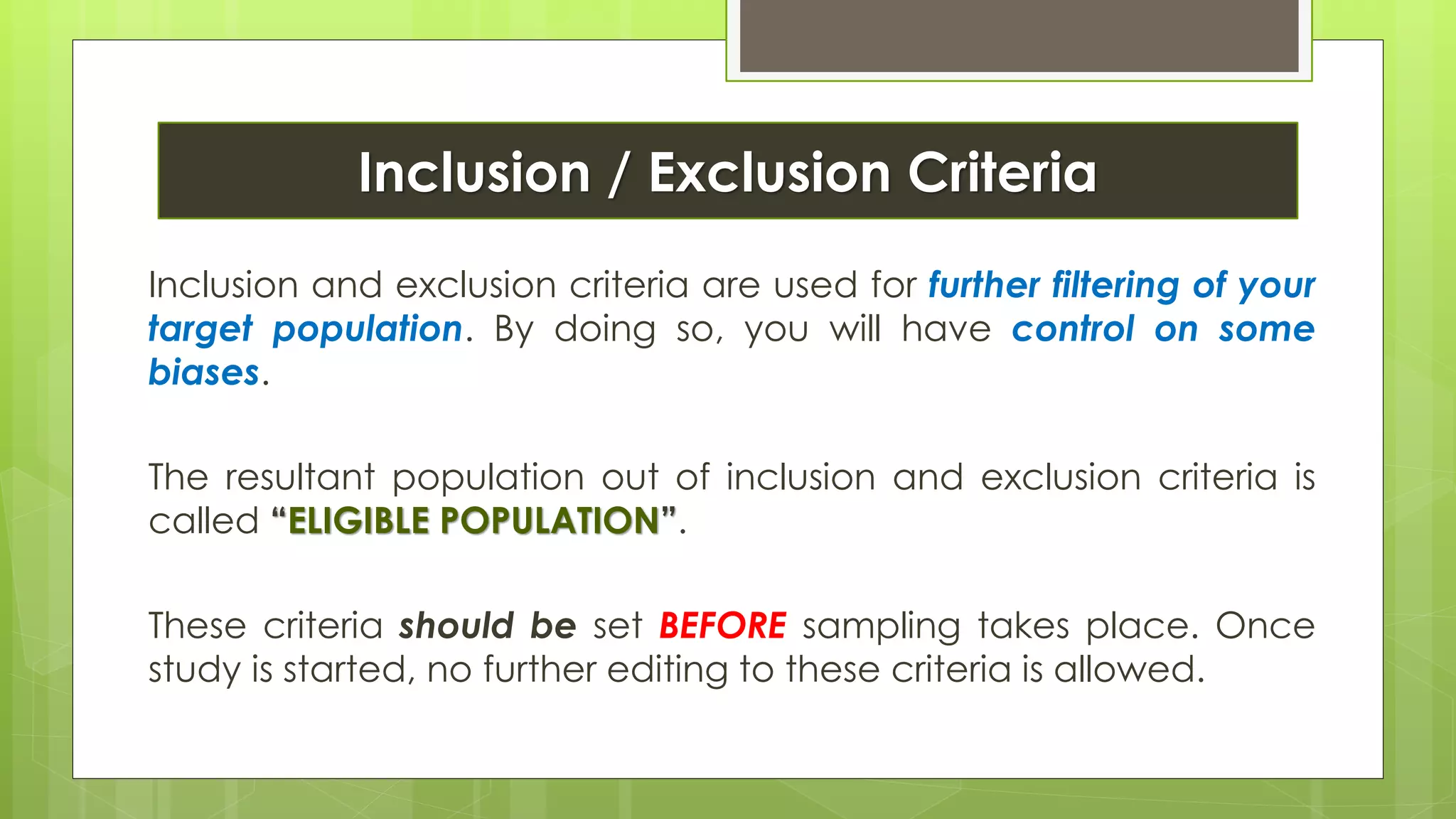 Research inclusion and exclusion criteria DrMajdi | PDF