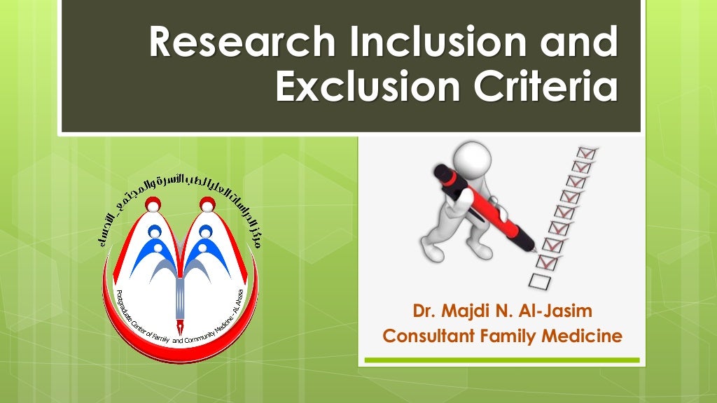 Research inclusion and exclusion criteria DrMajdi