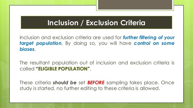 Research inclusion and exclusion criteria DrMajdi