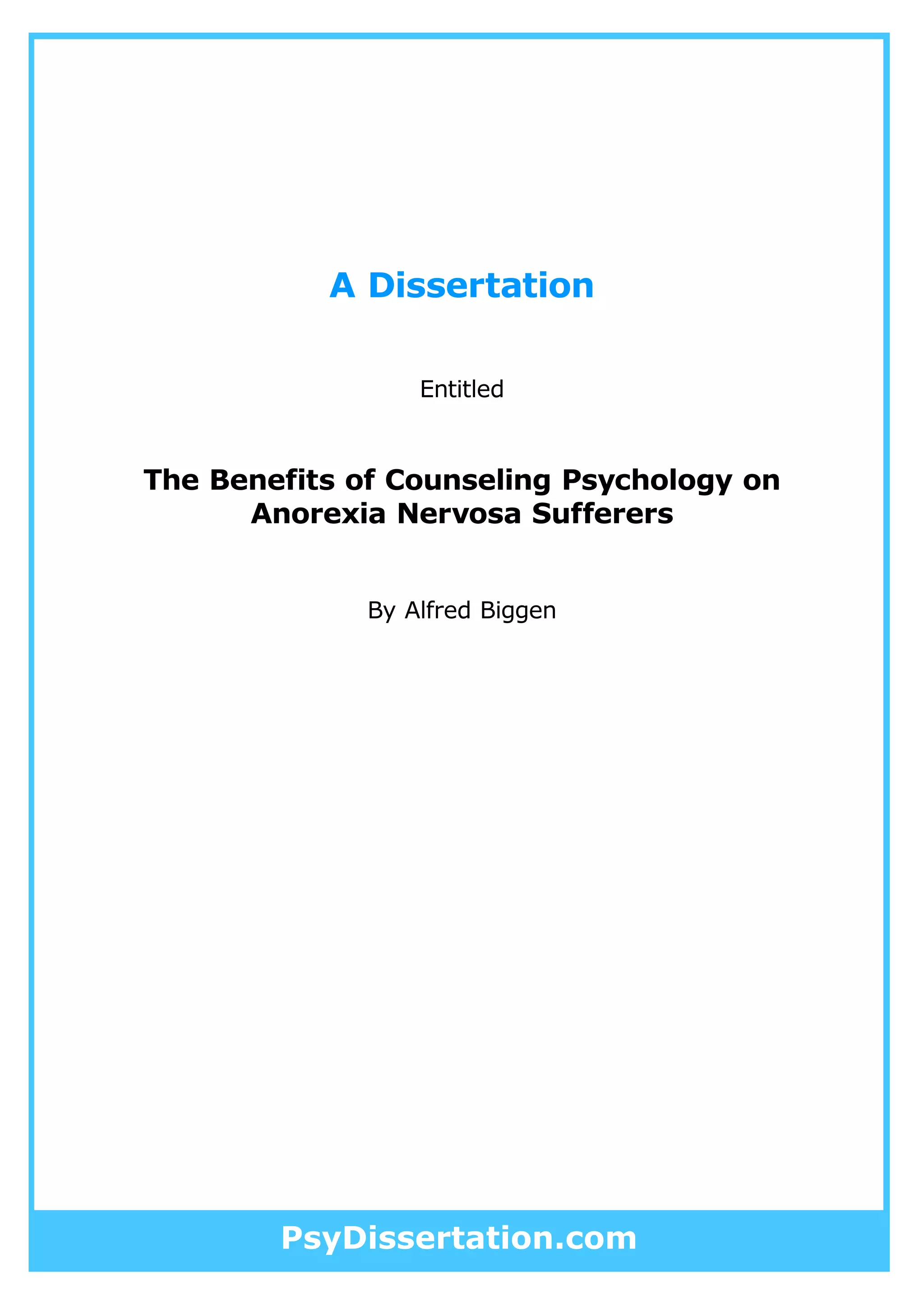 Counseling Psychology Dissertation Example | PDF