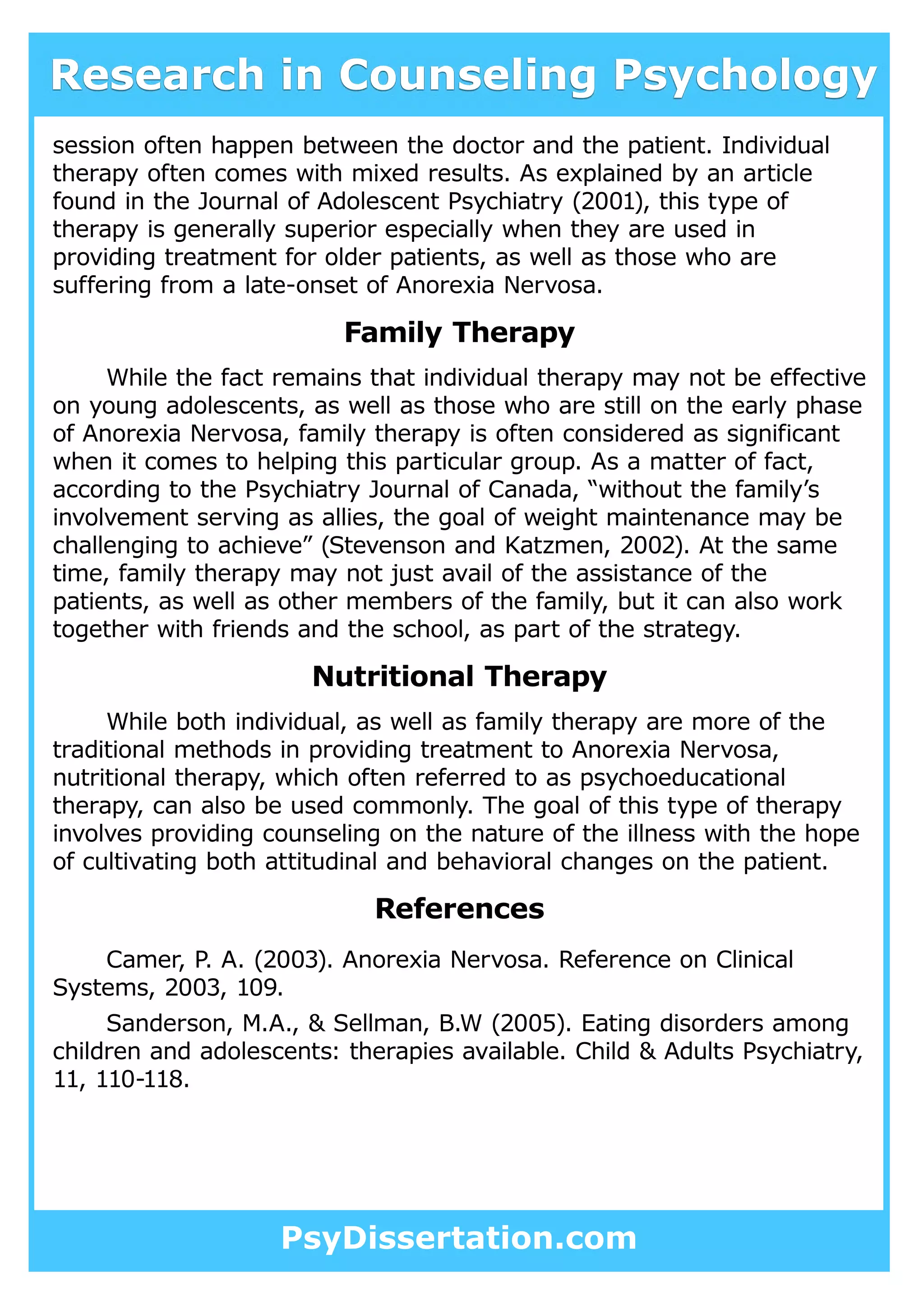 Counseling Psychology Dissertation Example | PDF