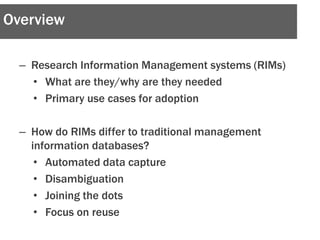 Research information management: making sense of it all | PPTX