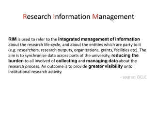Research information management: making sense of it all | PPTX