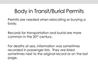 Researching cemetery records | PPTX