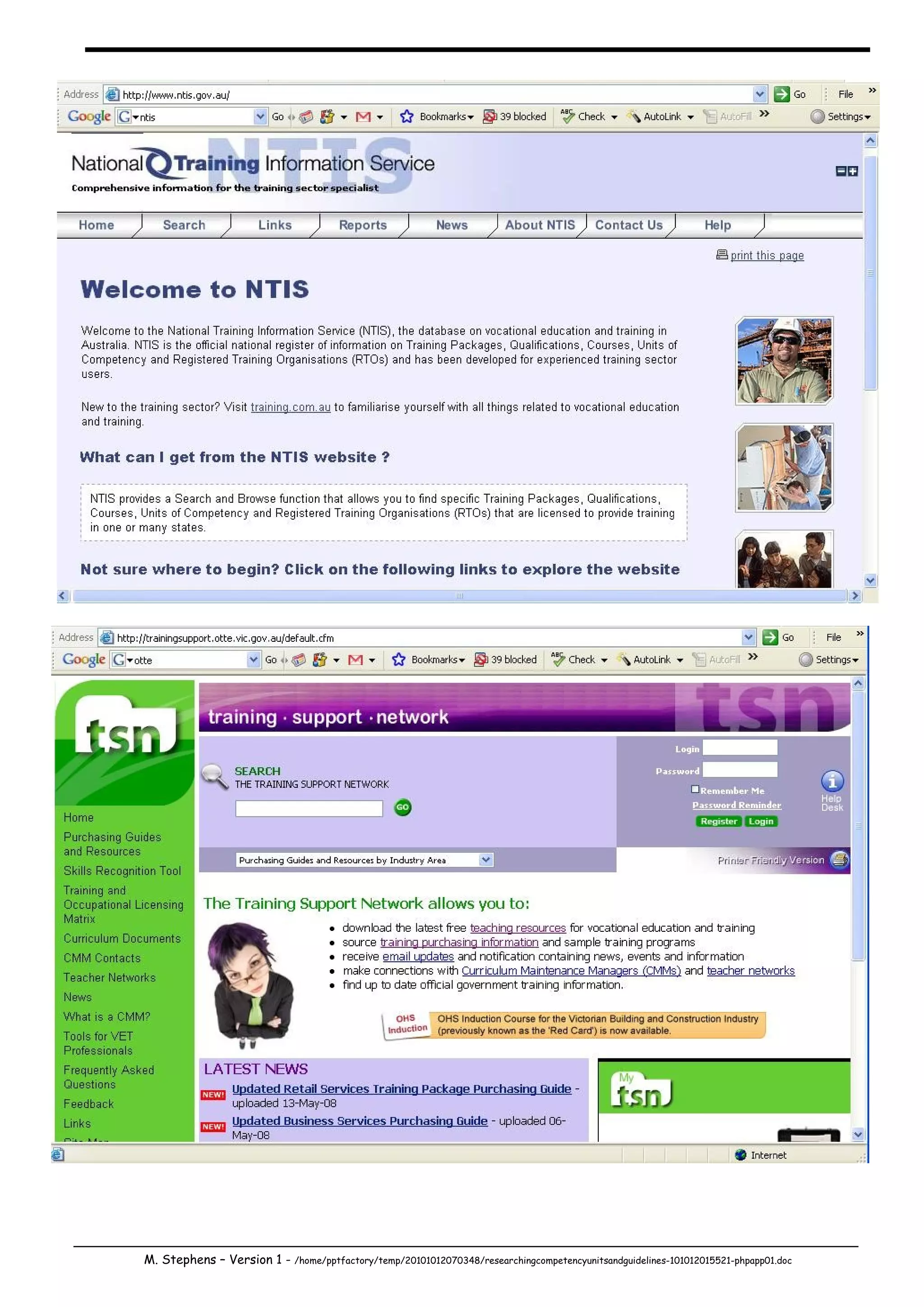 Researching competency units | DOC