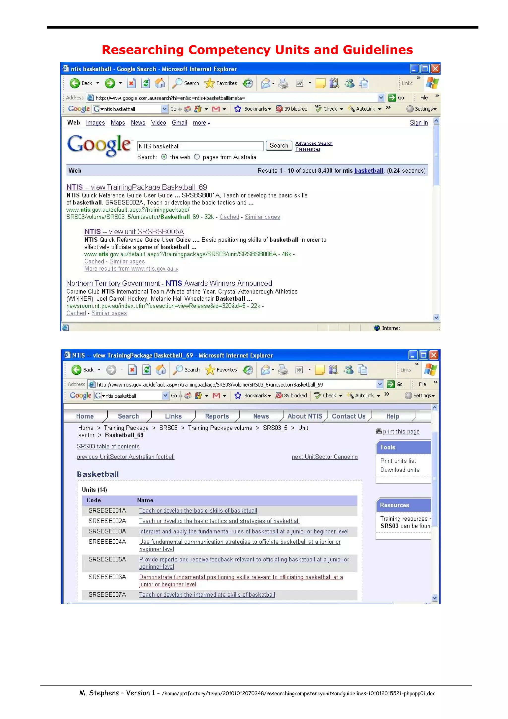 Researching competency units | PDF