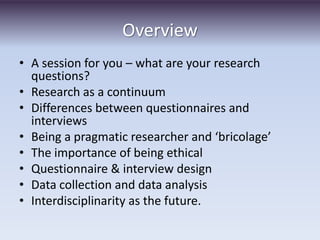 Researching people: using questionnaires and interviews | PPTX