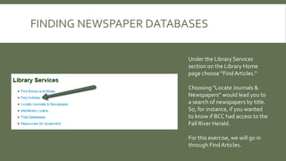 Researching Topics in Newspaper Databases | PPTX