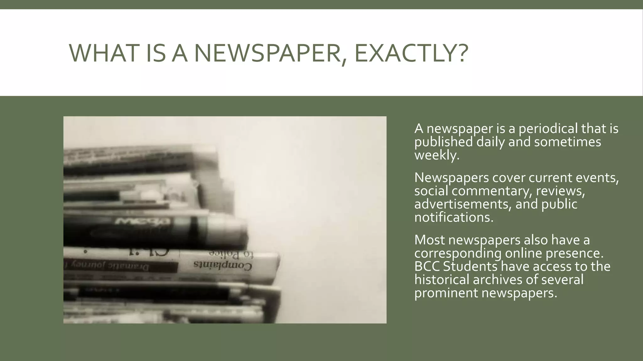 Researching Trends in Newspaper Databases | PPT