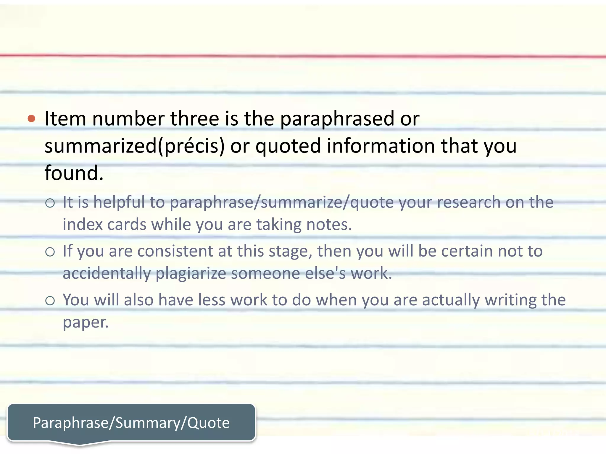 Researching with index cards | PPTX