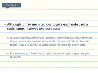 Researching with index cards | PPTX