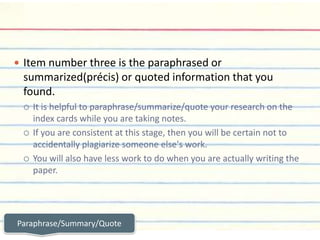 Researching with index cards | PPT