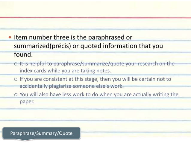Researching with index cards | PPT