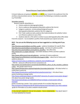 Researching your target audience horror | PDF