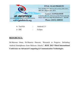 Research in progress defending android smartphones from malware attacks ...