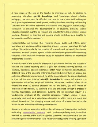 Research In Science Education Utilizes The Full Range Of Investigative ...