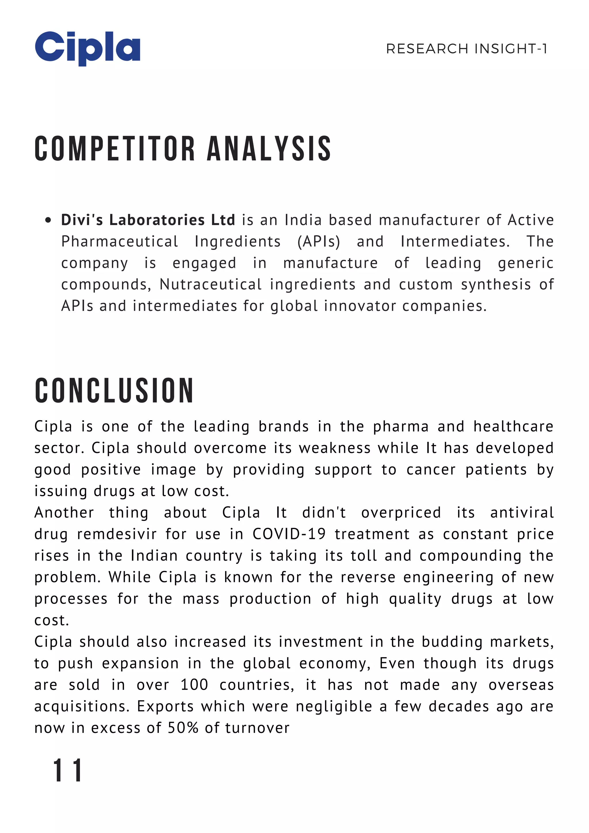 Research Report on Cipla Limited | PDF