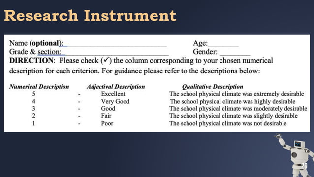 RESEARCH INSTRUMENT.pptx | Educational Assessment | Education