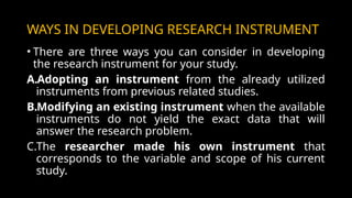 RESEARCH INSTRUMENTS (Quantitative Research).pptx