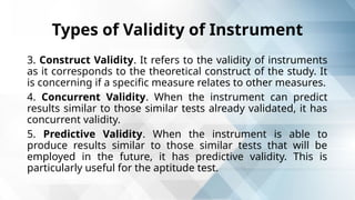 RESEARCH INSTRUMENT, VALIDITY AND RELIABILITY.pptx