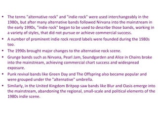 Research into a music genre- Indie Rock | PPT
