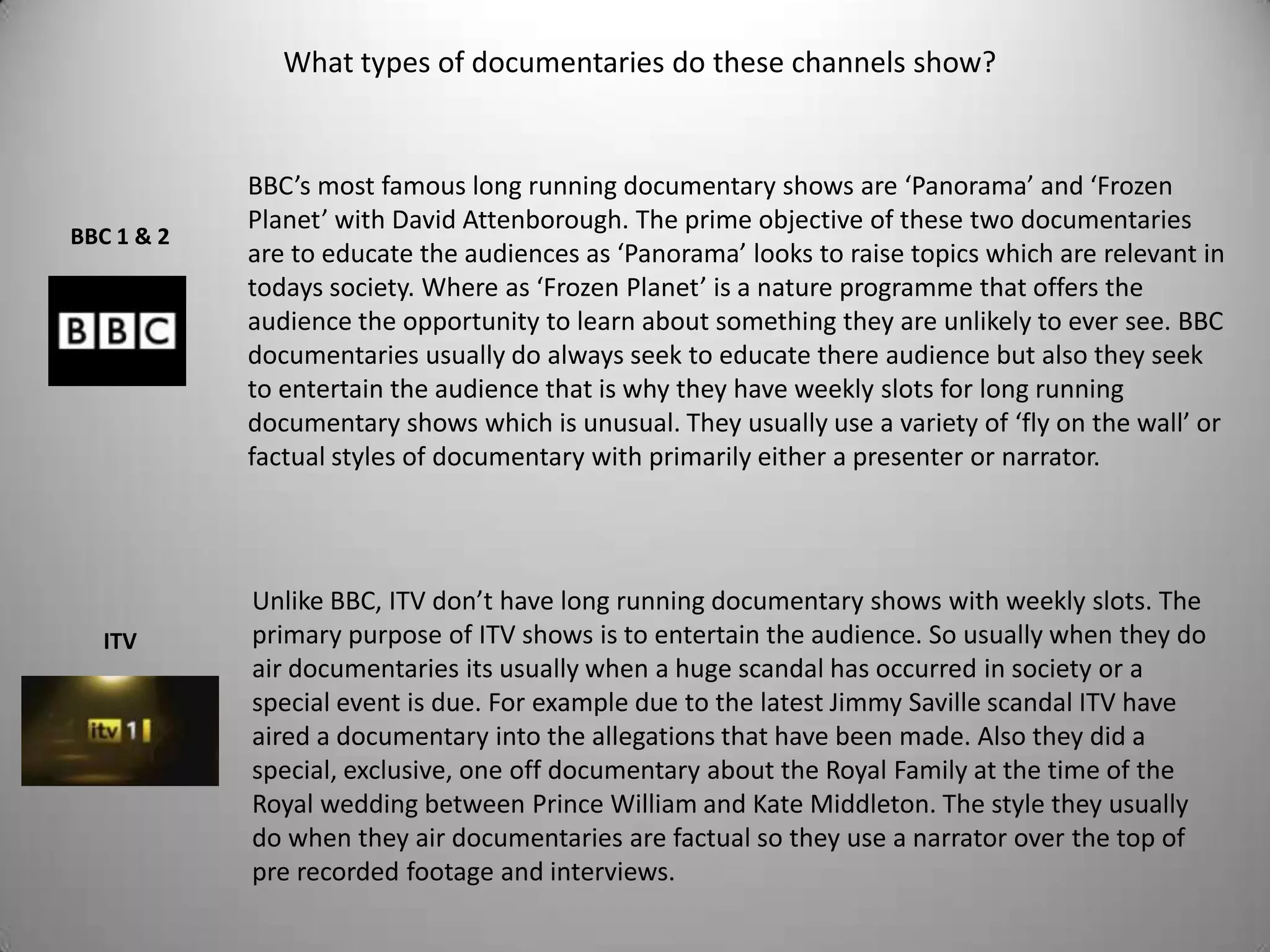 Research into documentaries | PPT