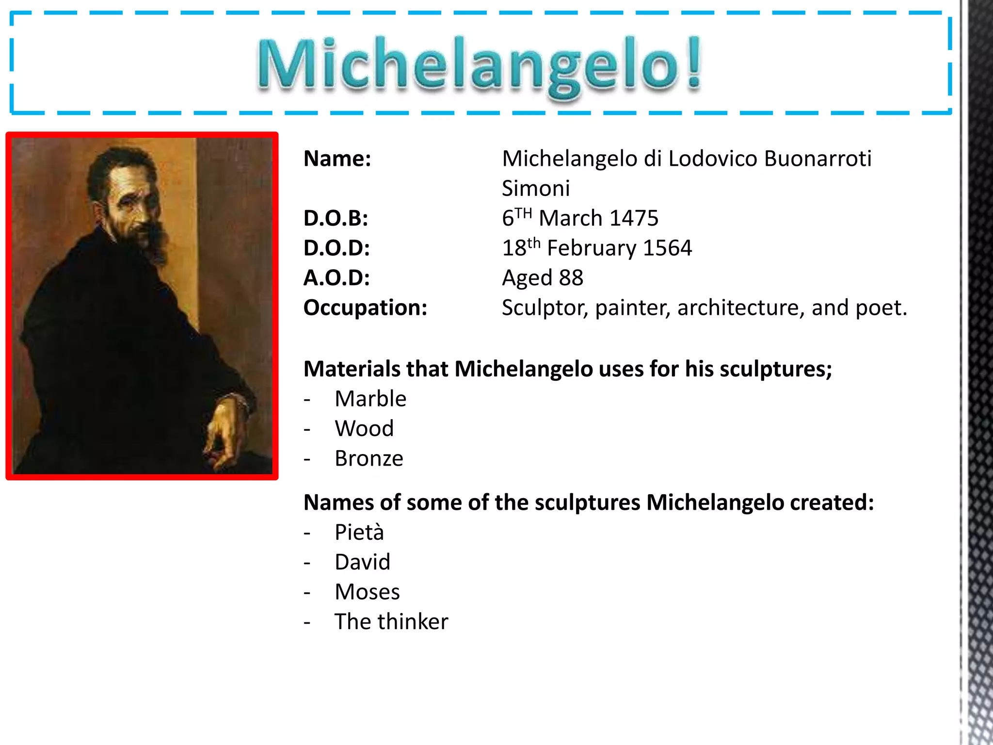 Research into donatello and/or michelangelo. | PPTX