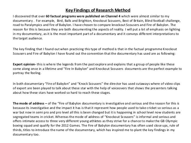 Research into existing output