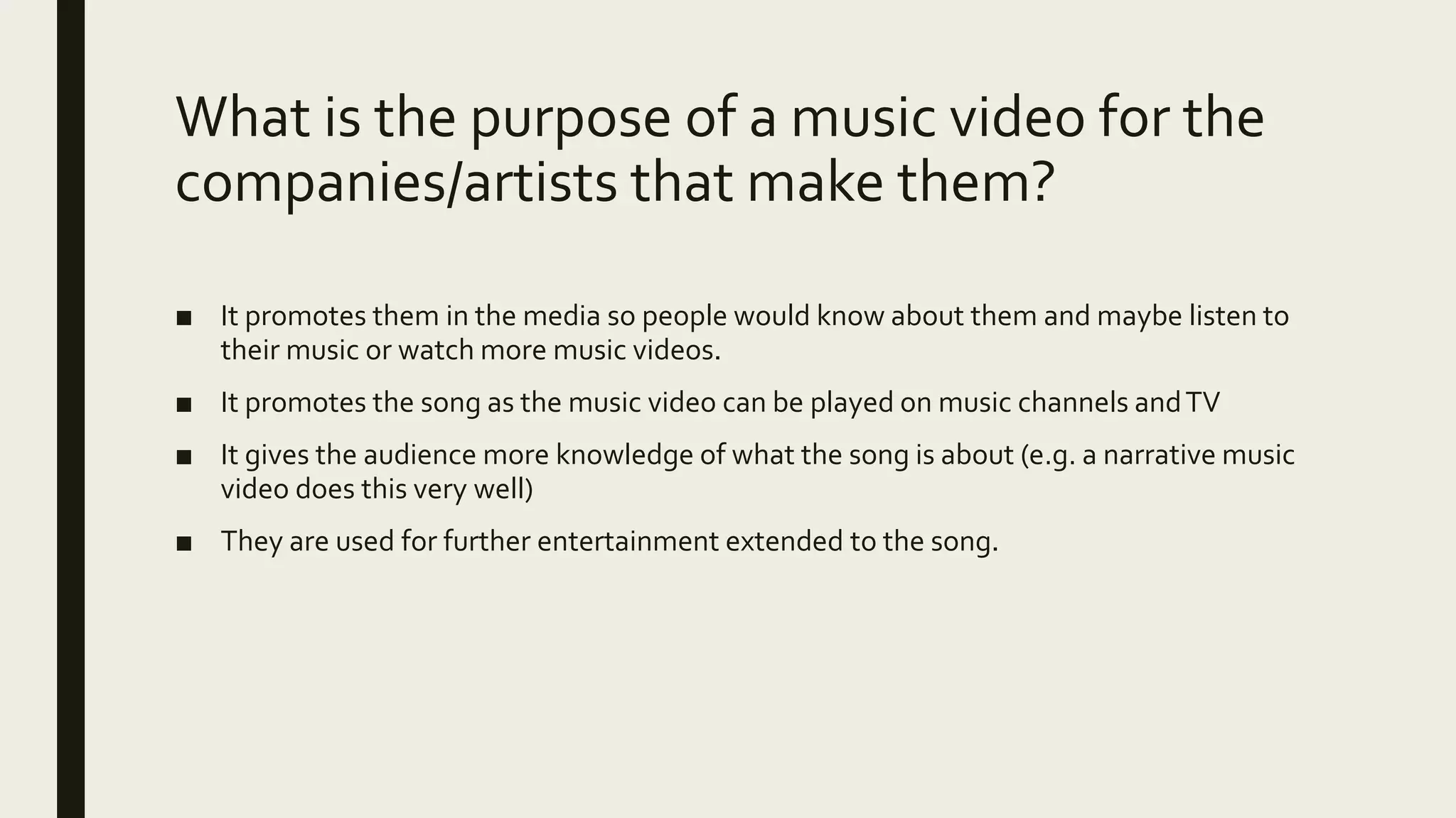 Research into the music video industry | PPT