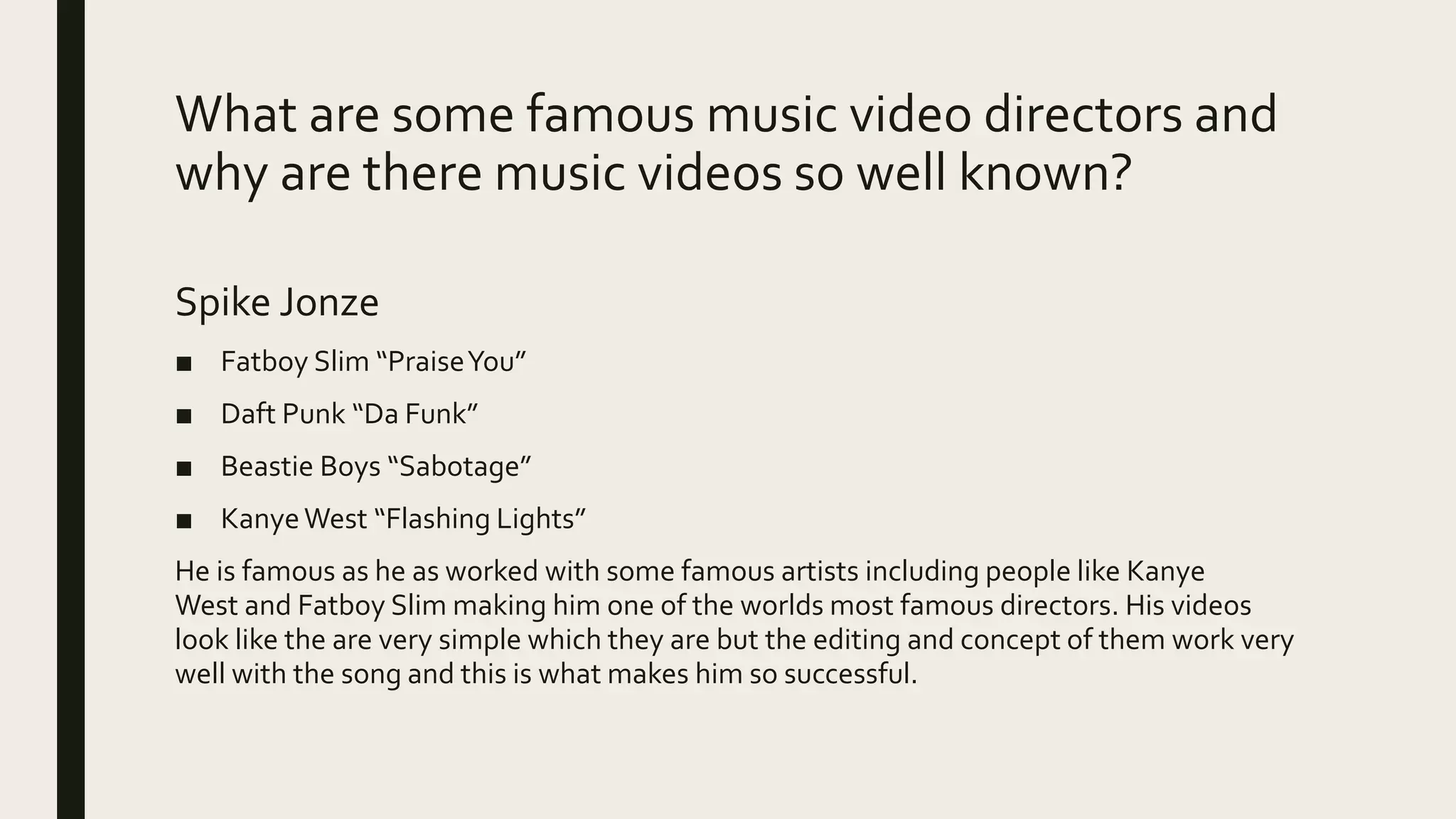 Research into the music video industry | PPT