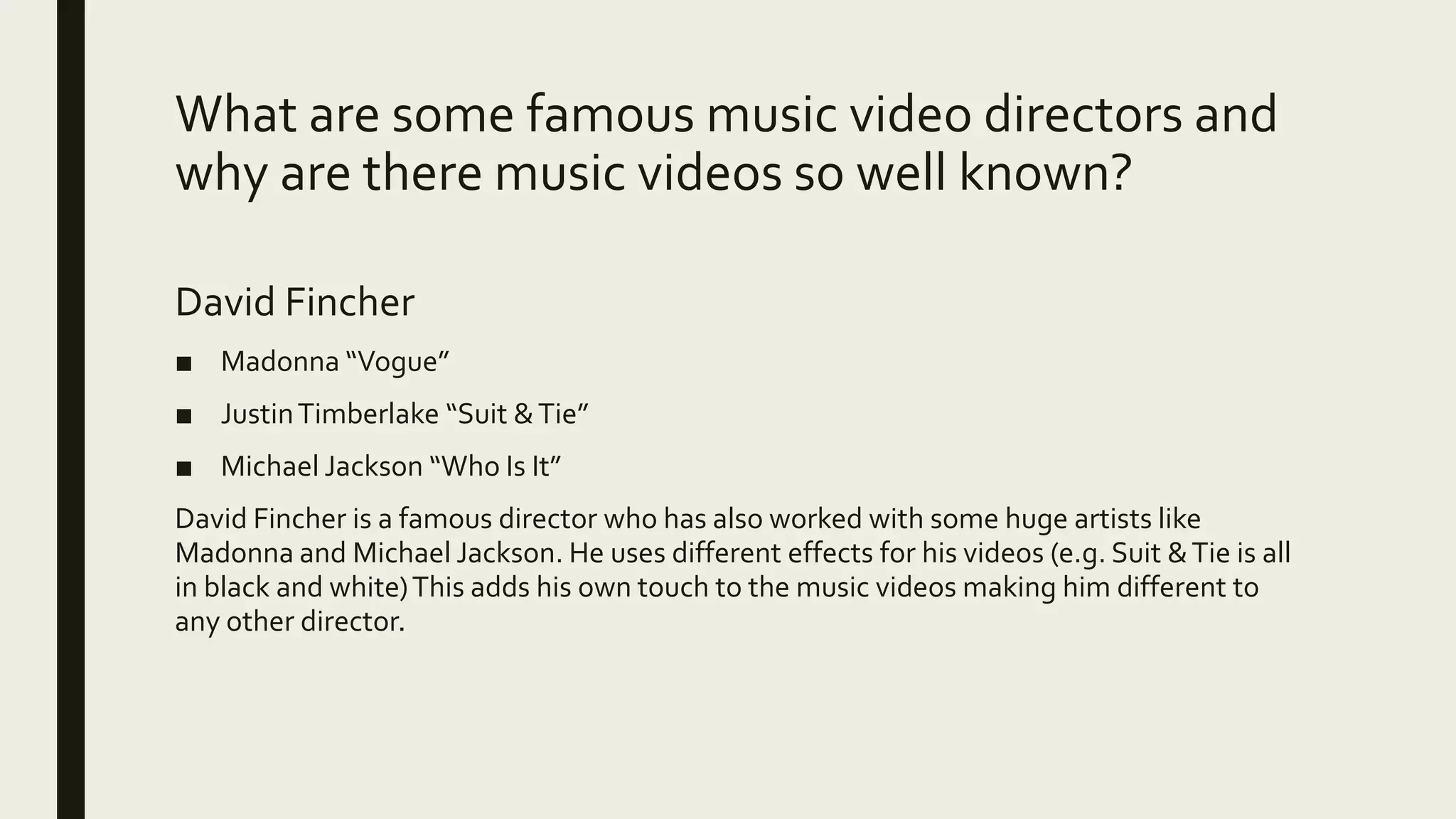 Research into the music video industry | PPT