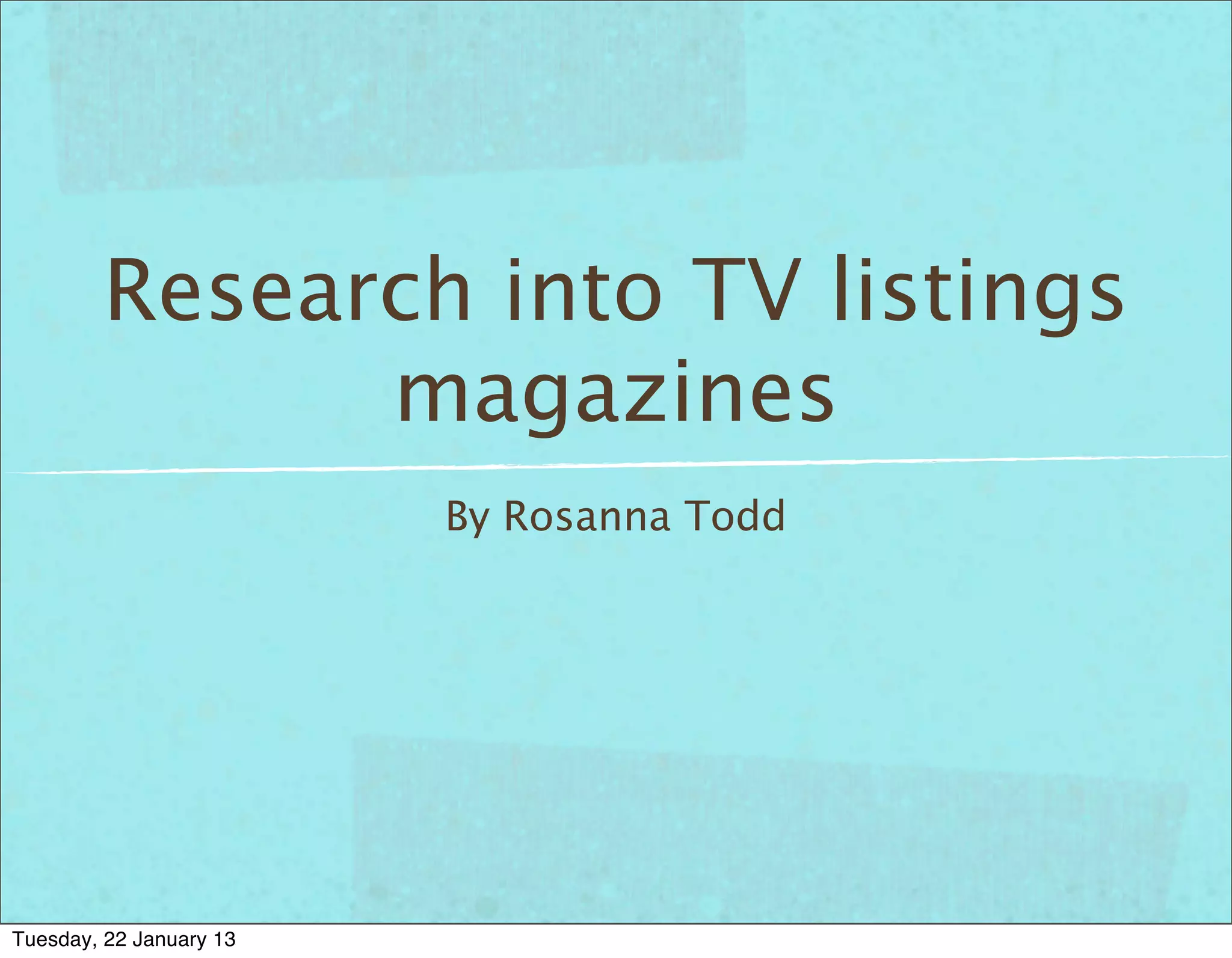 Research into TV Listings Magazines | PDF | Desktop Publishing ...