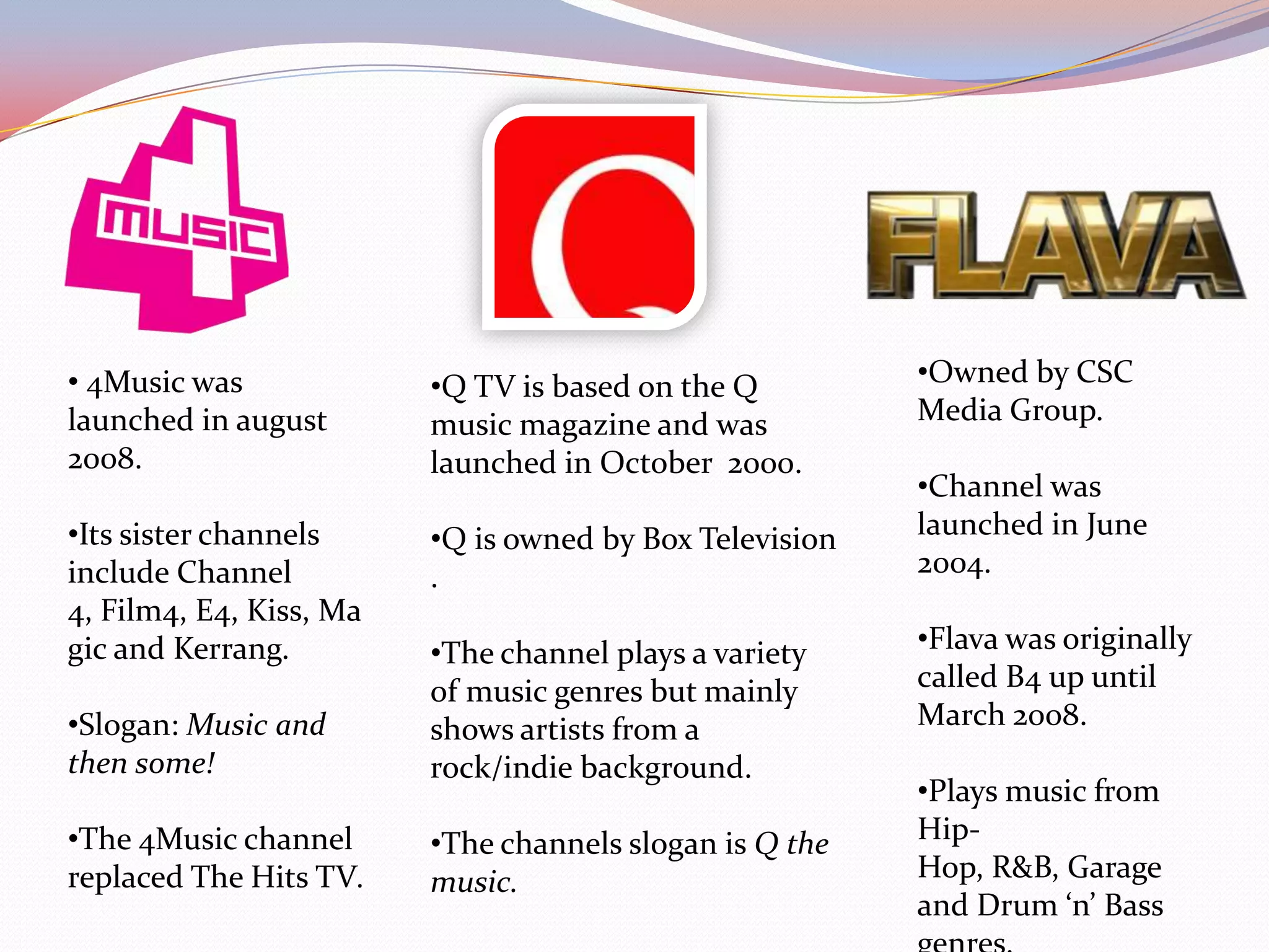 Research into tv music channels | PPTX