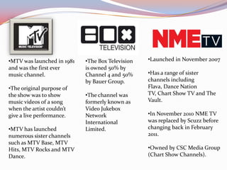 Research into tv music channels | PPTX
