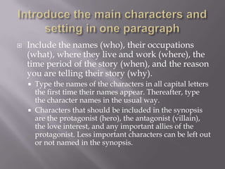 Research into typical synopsis | PPTX