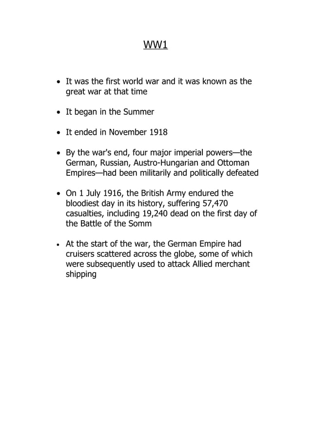 Research into ww1 | DOC