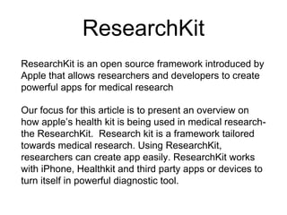 Apple ResearchKit | PPTX