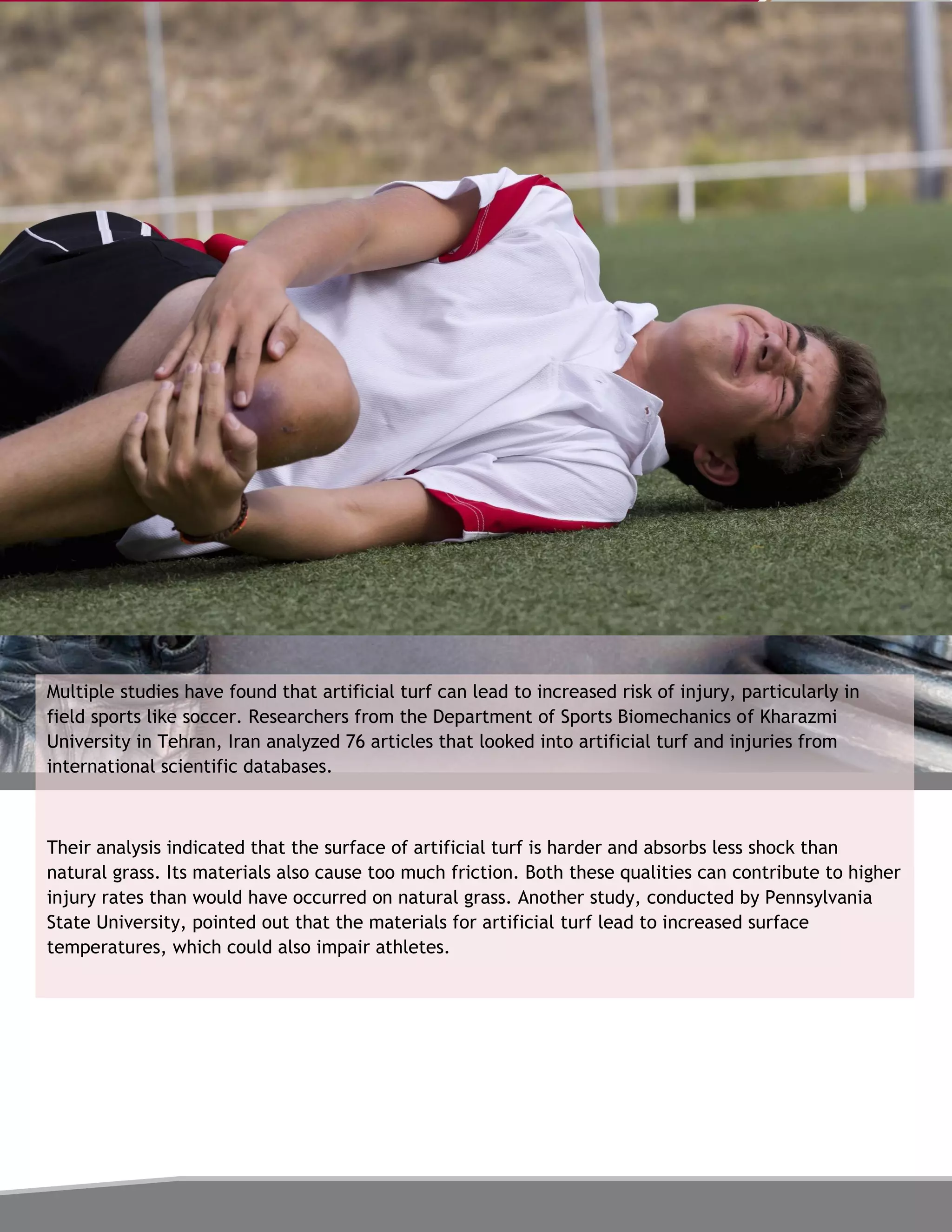 Research Links Artificial Turf With Increased Athletic Injuries | PDF
