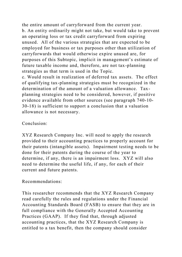 Research MemorandumToCEO, CFO, and Controller of XYZ Research .docx